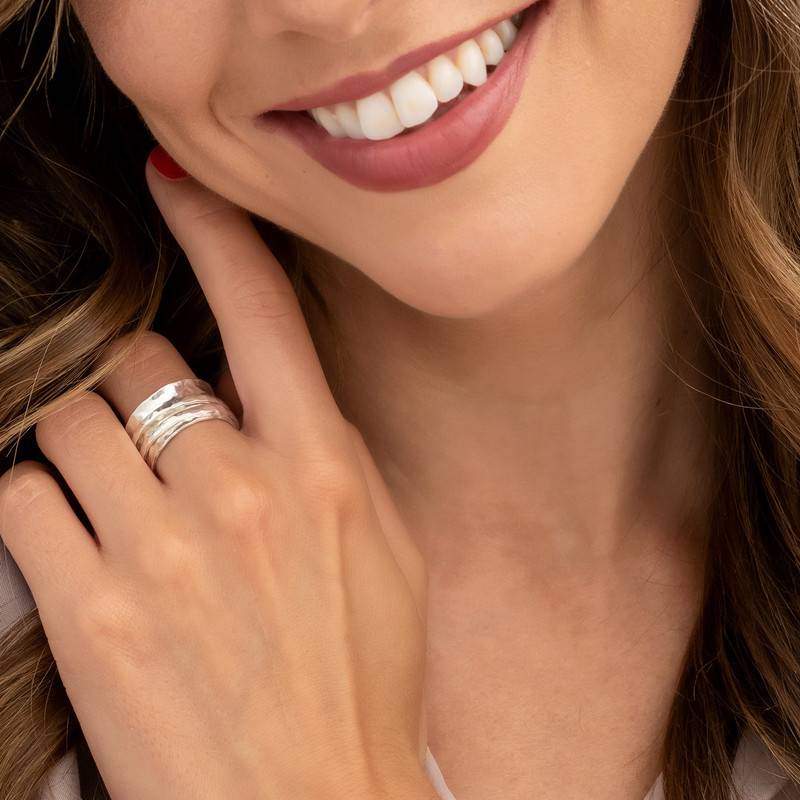 Hammered Spinner Ring with Engraving in Sterling Silver | Forever My