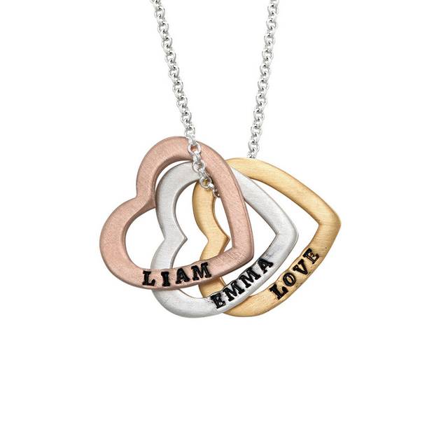 Hand Stamped Heart Necklace with Names - Multi Tone | Forever My