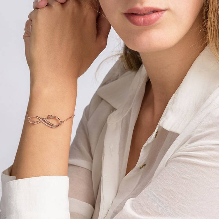 Personalized Infinity Symbol Bracelet in Rose Gold Plating | Forever My