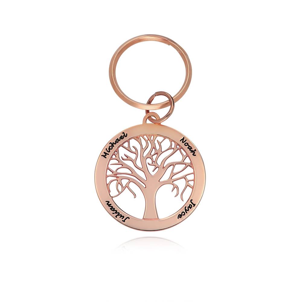 Family Tree Keychain with engravings in Rose Gold Plating | Forever My