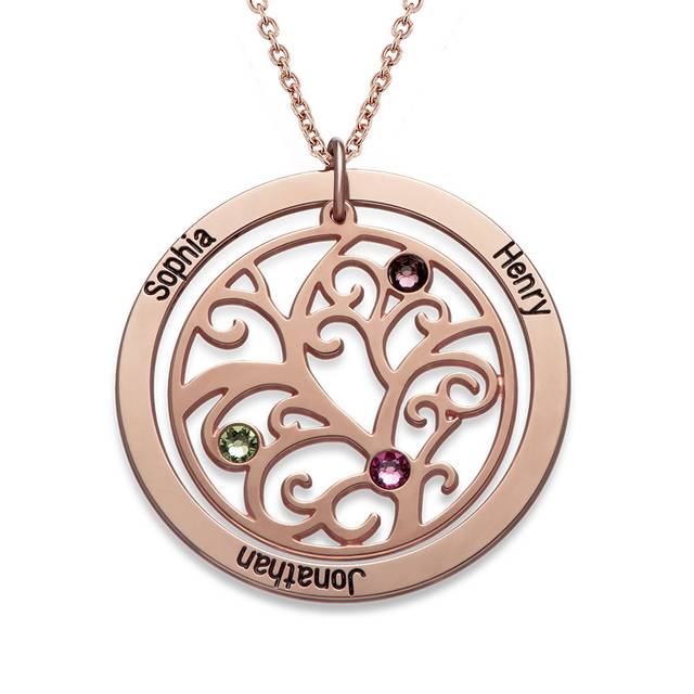 Family Tree Birthstone Necklace with Rose Gold Plating | Forever My