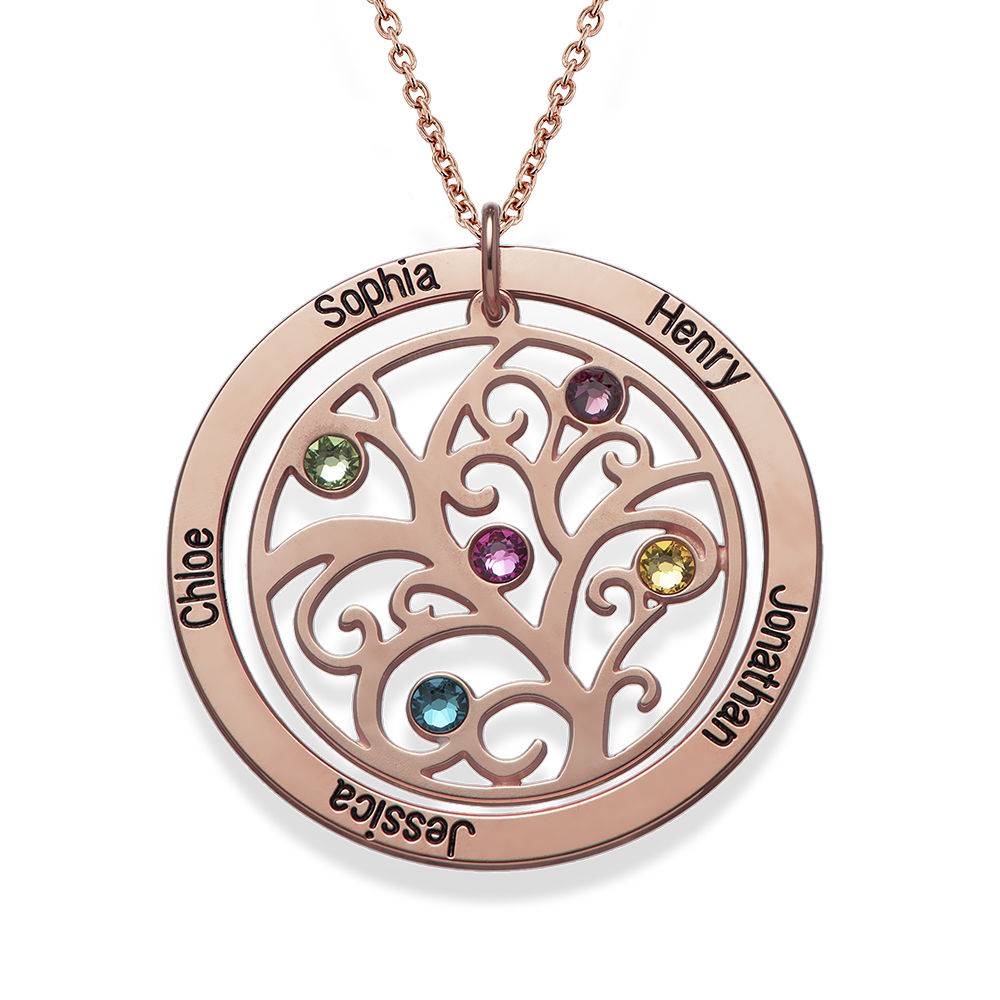 Family Tree Birthstone Necklace with Rose Gold Plating | Forever My