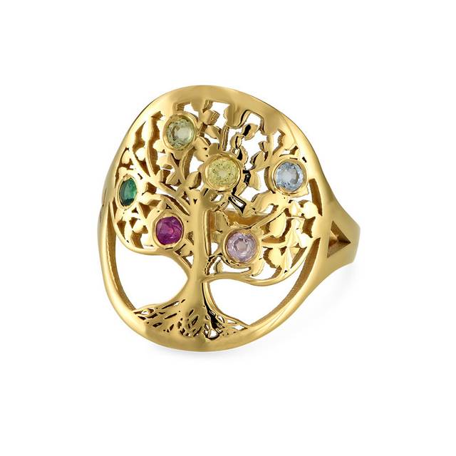 Family Tree Jewelry - Birthstone Ring with Gold Plating | Forever My