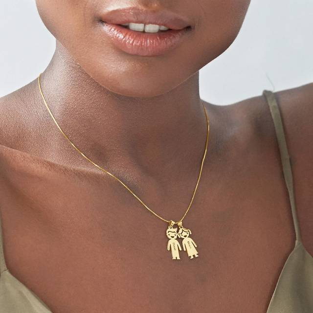 Personalized Kids Charm Necklace for Mom in 10K Yellow Gold | Forever My