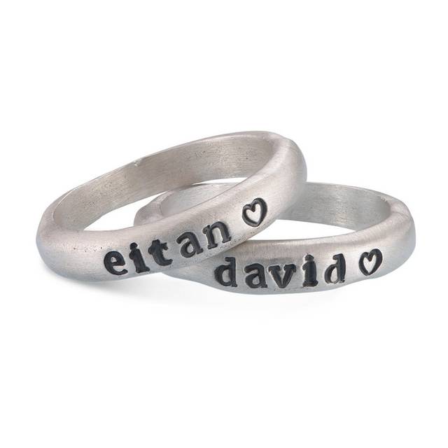 Stackable Engraved Ring with Names in Sterling Silver | Forever My